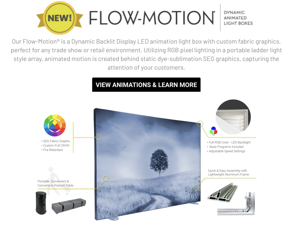 Flow-Motion 10 x 8 SEG Animated Freestanding Display - Indy Displays
